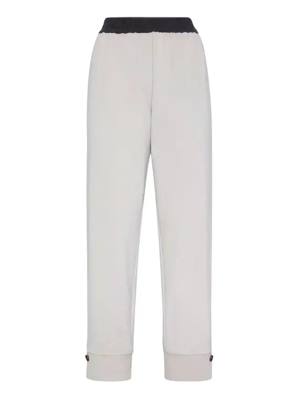 Brunello Cucinelli Button-cuffed Straight Leg Sweatpants - Neutrals