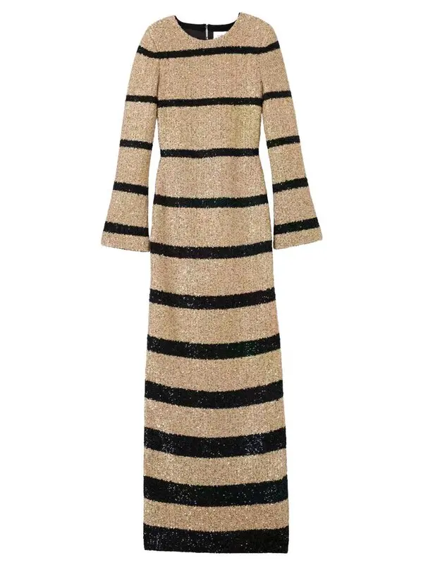 St. John Sequin Striped Maxi Dress - Neutrals
