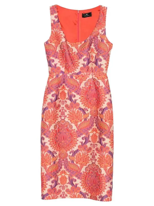 Etro Floral-brocade Sleeveless Dress - Orange