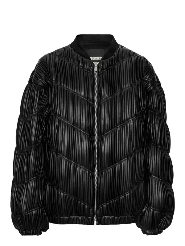 ROTATE BY BIRGER CHRISTENSEN Pleated Bomber Jacket - Black