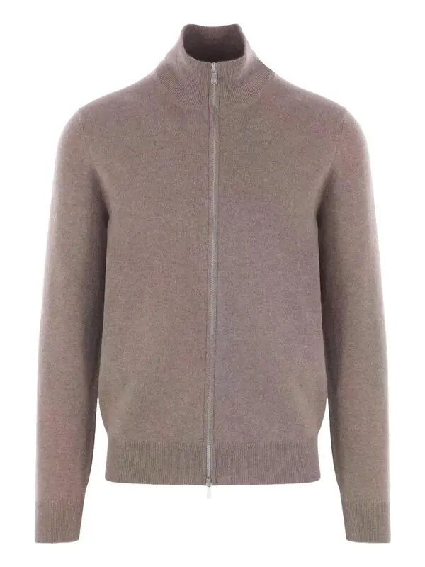 Brunello Cucinelli High-neck Zip-front Cardigan - Neutrals