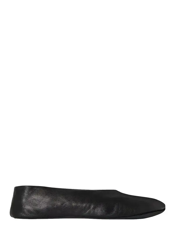 THE ROW Stella Leather Ballet Flats - Black
