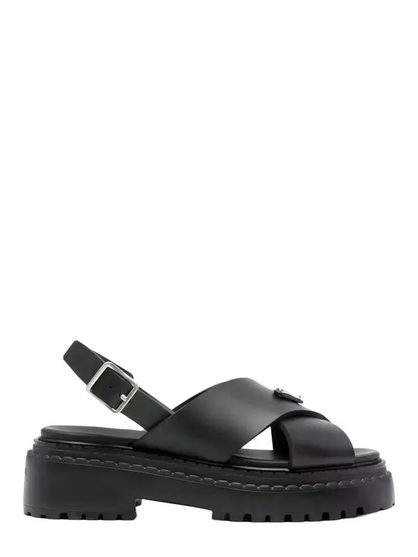 Prada 40mm Cross-strap Platform Sandals - Black