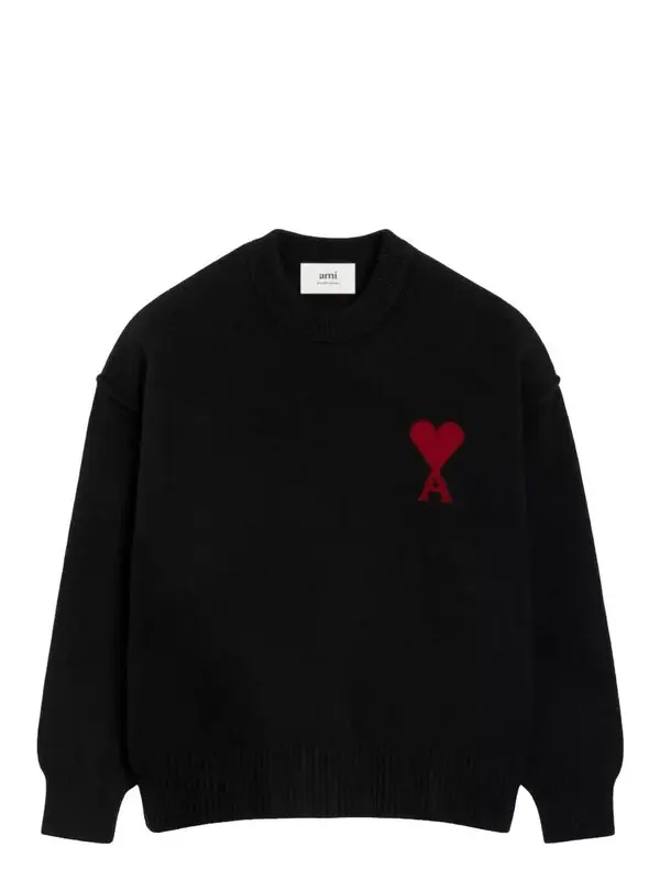 Ami De Coeur Crew-neck Wool Sweater - Black