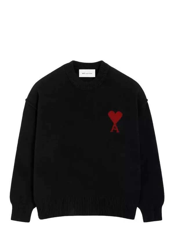 Ami De Coeur Crew-neck Wool Sweater - Black