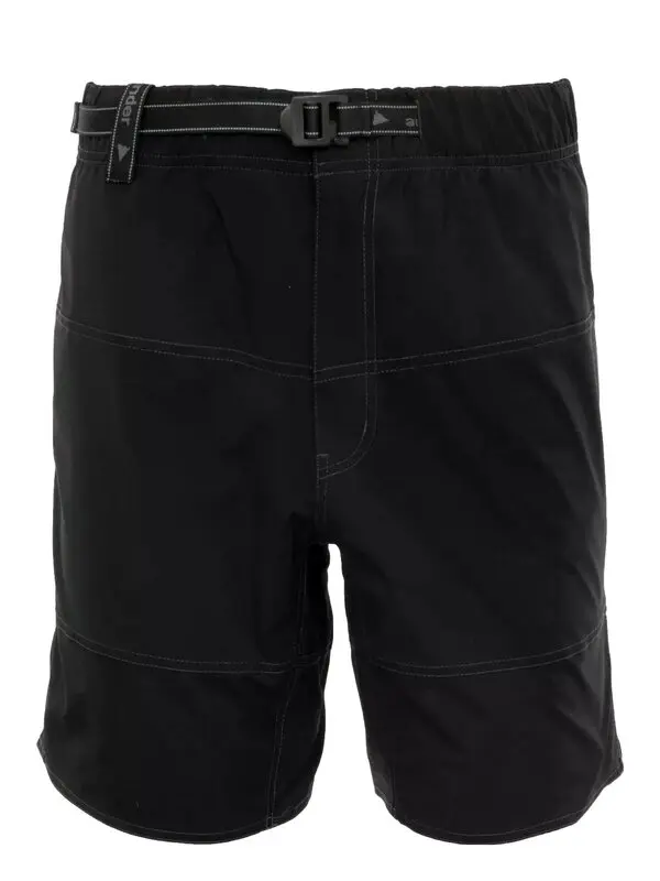 AND WANDER Contrast-stitch Belted Shorts - Black