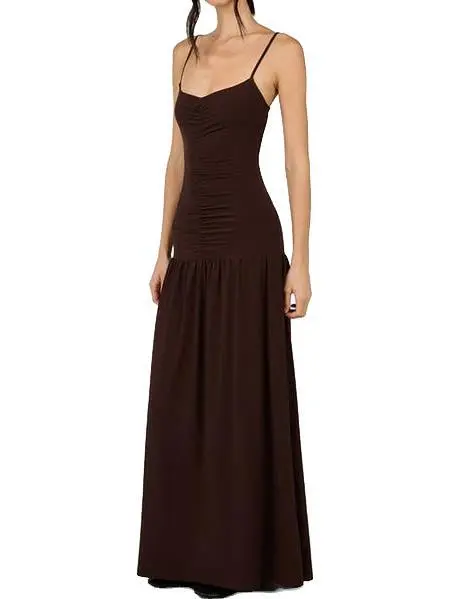 WeWoreWhat Ruched Front Scoop Maxi Dress - Chesnut