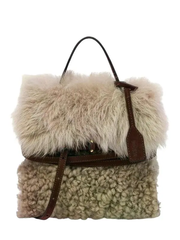 Moschino Shearling Tote Bag - Neutrals
