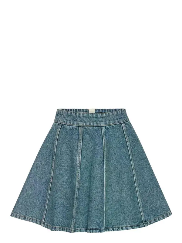ROTATE BY BIRGER CHRISTENSEN Pleated Denim Mini Skirt - Blue
