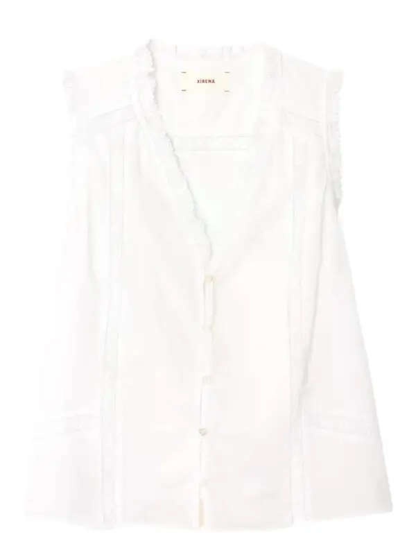 Xirena Sleeveless Ruffled Top - White