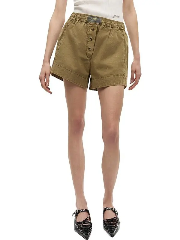 GANNI Washed Cotton Shorts - Boa