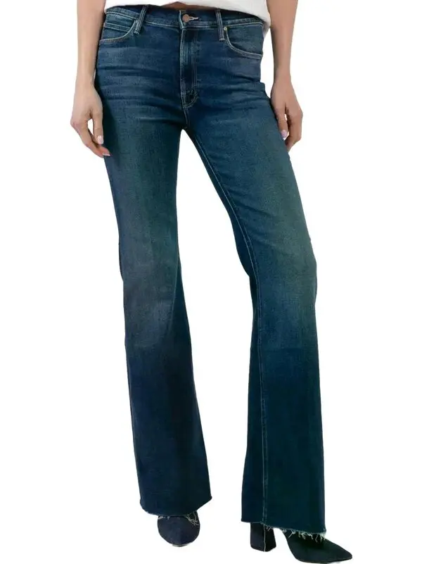 MOTHER Frayed Bell-bottom Jeans - Blue