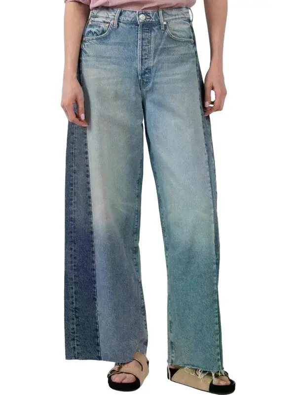 MOTHER Paneled High-waist Jeans - Blue