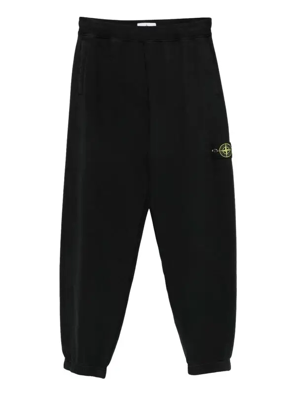Stone Island 6200004 Logo-patch Cuffed Trousers - Black