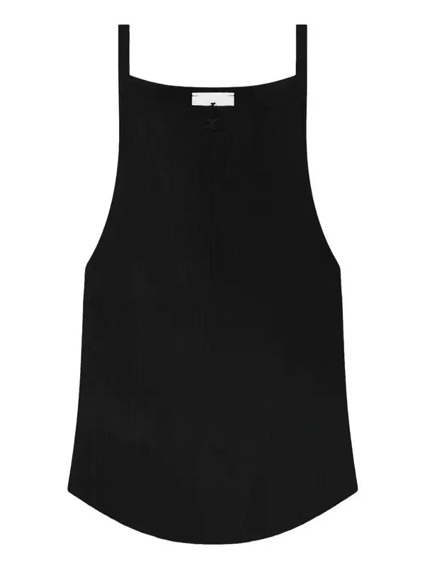 COURREGES Sleeveless Top With Curved Hem - Black