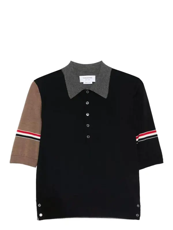 Thom Browne Rwb Stripe-detail Polo Shirt - Blue