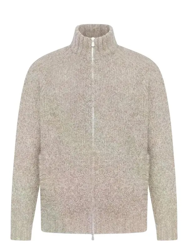 Brunello Cucinelli High-neck Zip-up Cardigan - Neutrals