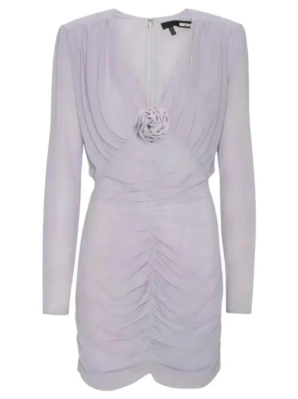 ROTATE BY BIRGER CHRISTENSEN Gathered Rose-embellished Mini Dress - Purple
