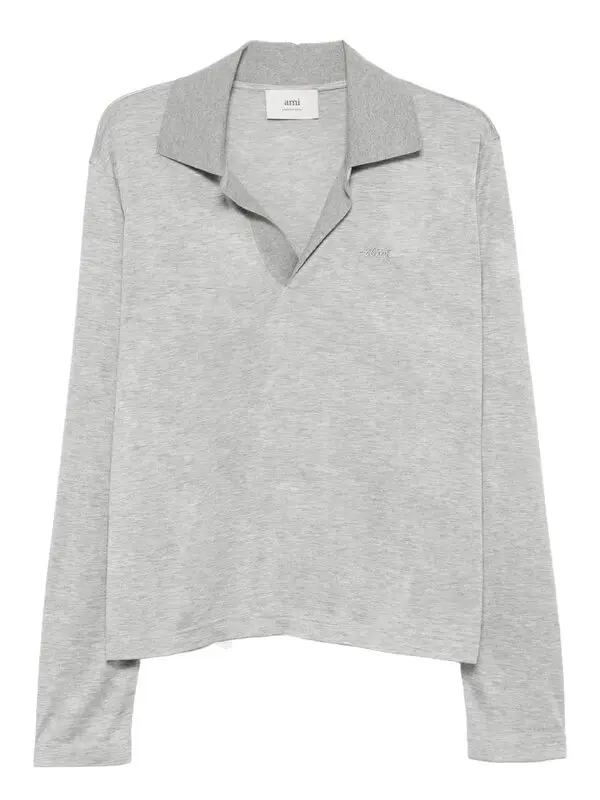 Ami Long-sleeve Polo Shirt - Grey