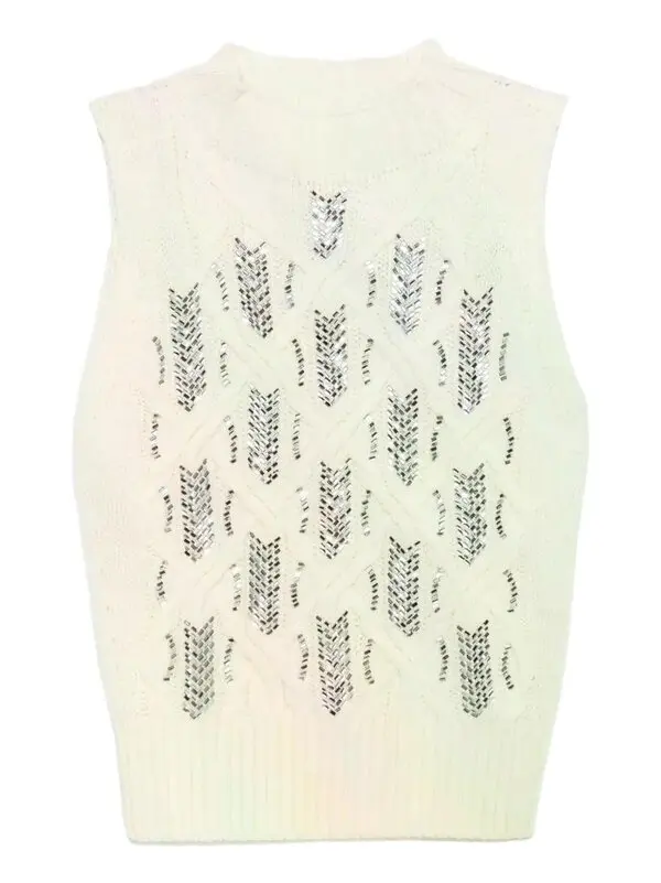Ermanno Scervino Rhinestone-embellished Sleeveless Top - White