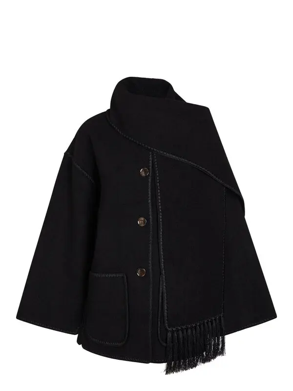 TOTEME Scarf-effect Wool-blend Jacket - Black