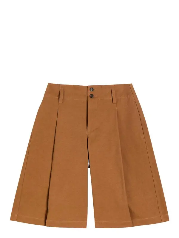 Chloé Pleated Canvas Shorts - Brown