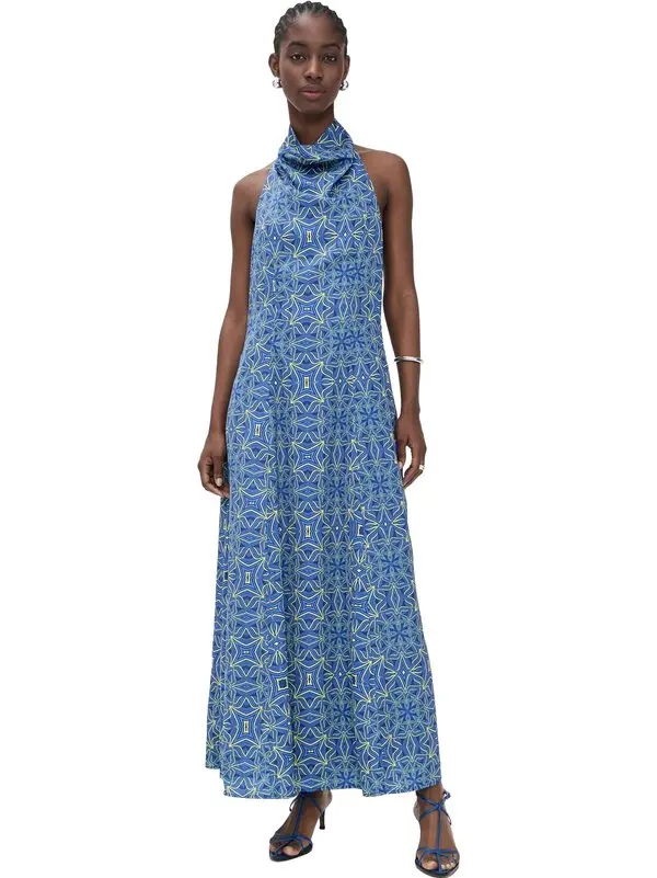 87ORIGINS Halterneck Maxi Dress - Blue/yellow