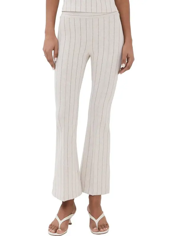 Rosetta Getty Pinstriped Cropped Flare Pants - Beige/brown