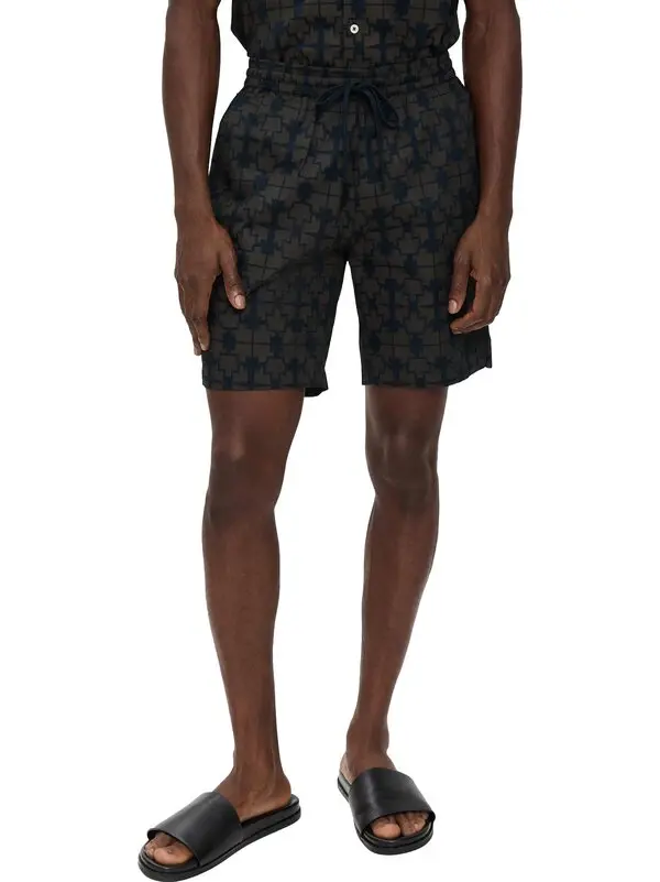 Universal Works Printed Simple Shorts - Navy