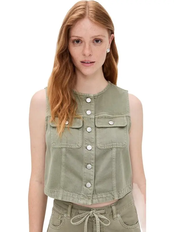 Madewell Cropped Denim Vest - Sagebrush