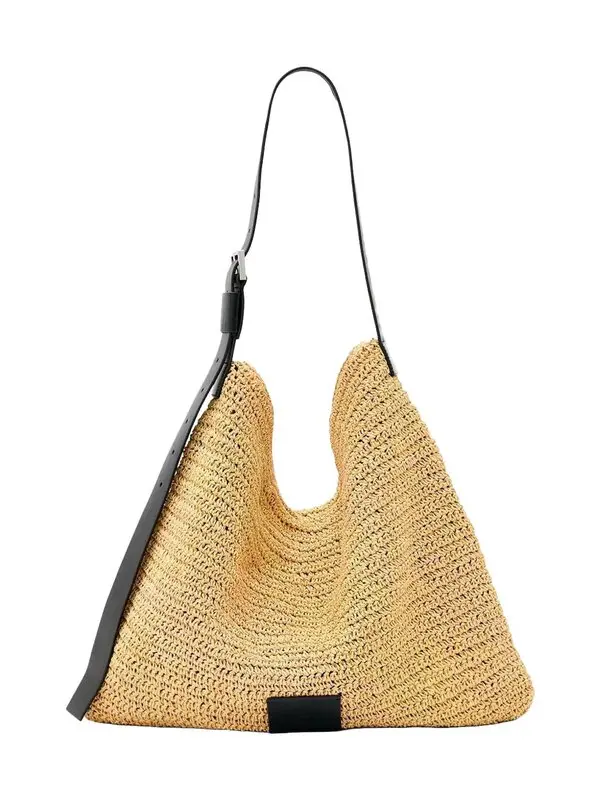 ALLSAINTS Asha Woven Leather-trimmed Tote Bag - Neutrals