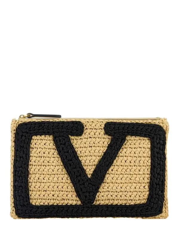 Valentino Garavani Raffia Clutch - Beige O Tan