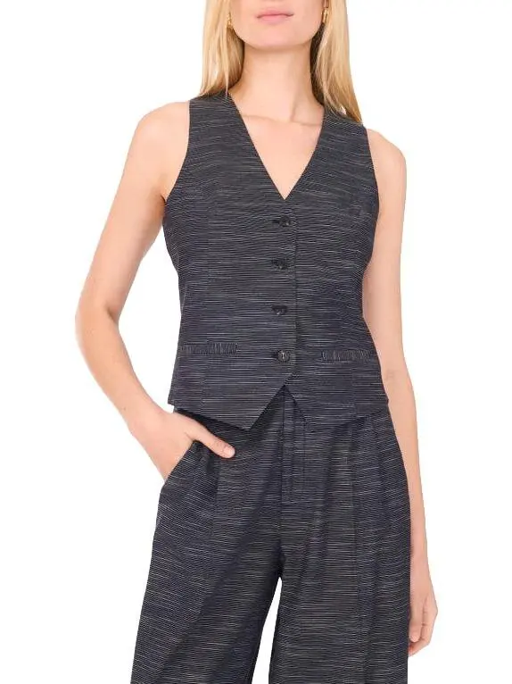1.State Cotton Striped Vest - Rich Black