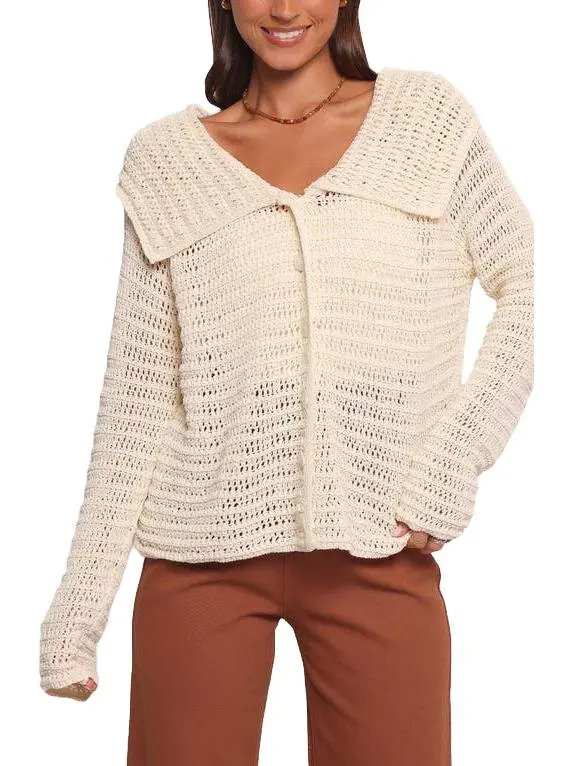 PETAL & PUP Lyra Sheer Cardigan - White