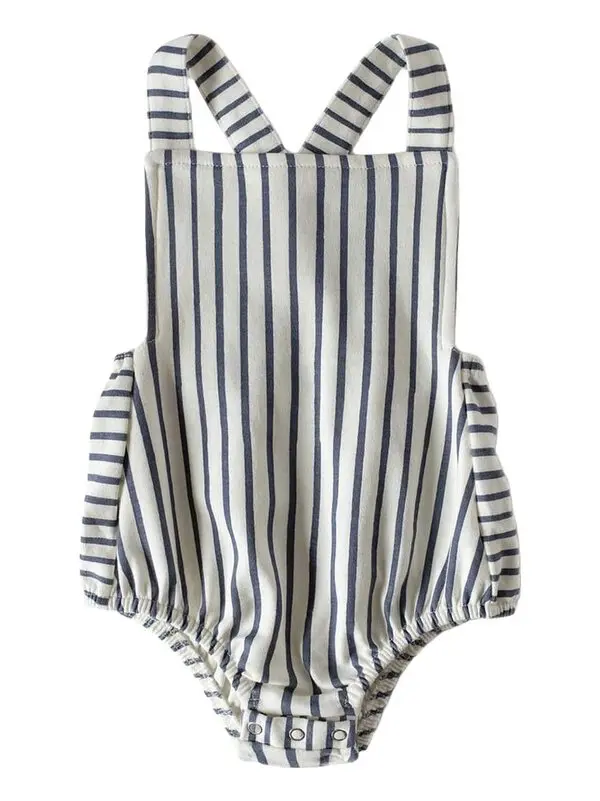 PEHR Crisscross Organic Cotton Bodysuit - Stripes Away Ink Blue