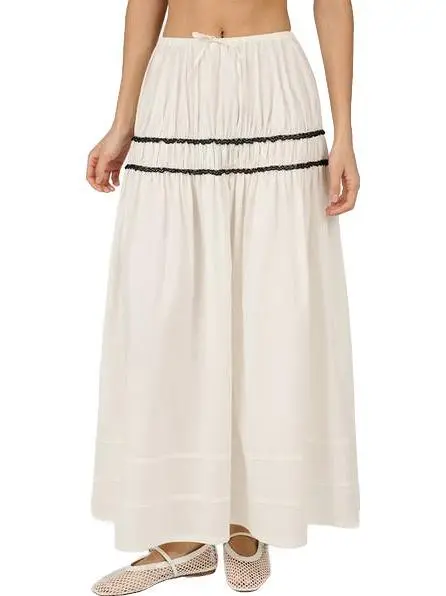 WeWoreWhat Tiered Midi Skirt - White