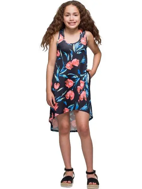 24SEVENKID Floral High-low Sleeveless Pocket Dress - Navy Multi