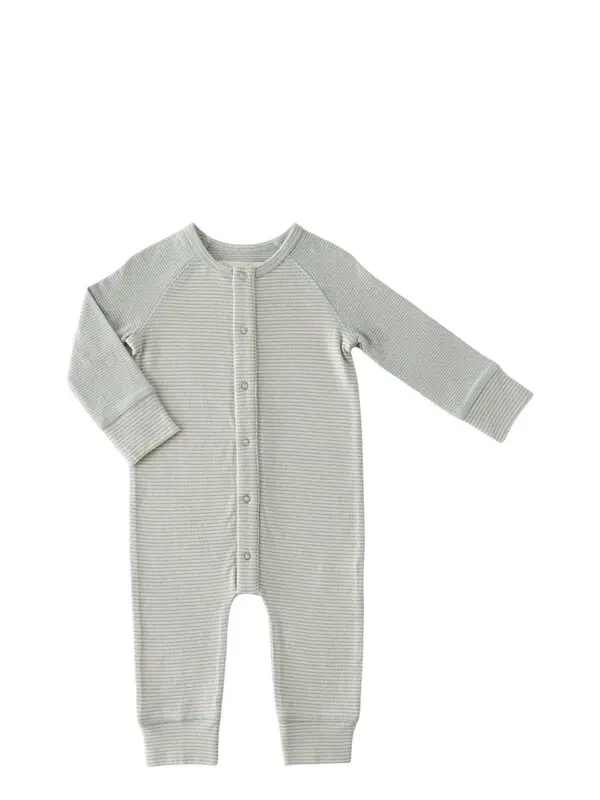 PEHR Striped Organic Cotton Raglan Sleeve Romper - Sea