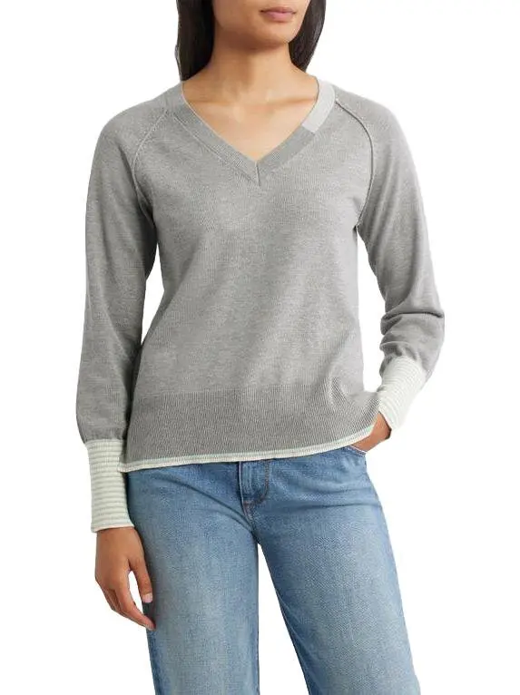 HATLEY Cary V-neck Sweater - Charcoal Melange