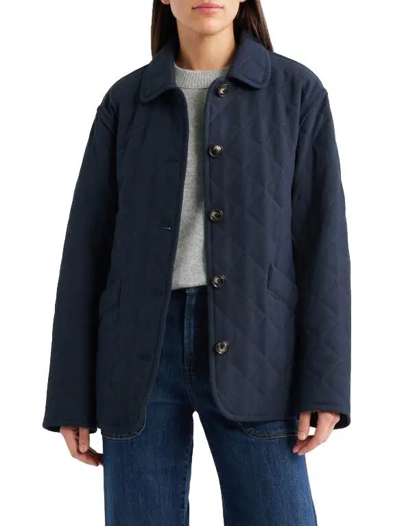 Bernardo Diamond Quilted Jacket - Navy