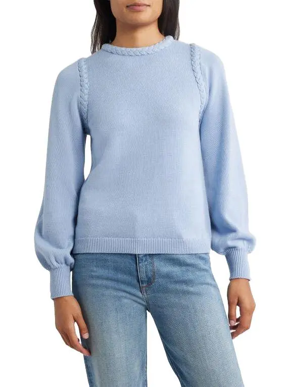 HATLEY Braided Cotton Crewneck Sweater - Denim Blue