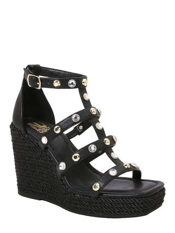 NINETY UNION Jewel Multi Strap Wedge Sandal - Black