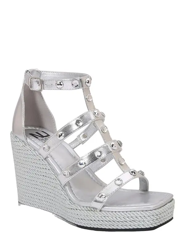 NINETY UNION Jewel Multi Strap Wedge Sandal - Silver