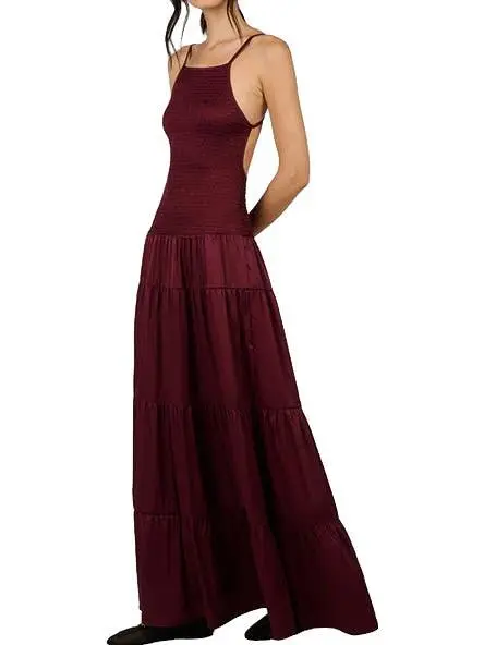WeWoreWhat Smocked Drop Waist Maxi Dress - Plum