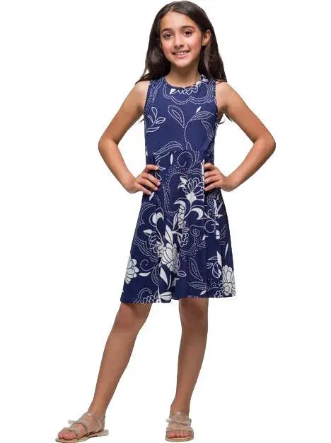 24SEVENKID Girls Floral Fit And Flare Dress - Navy Multi
