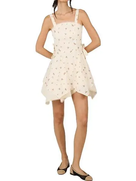 WeWoreWhat Handkerchief Mini Dress - Ivory Multi