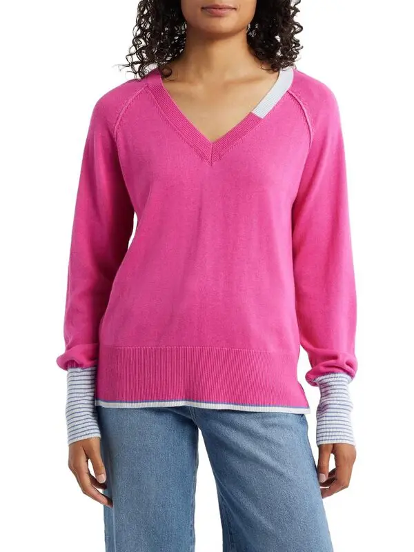 HATLEY Cary V-neck Sweater - Pink