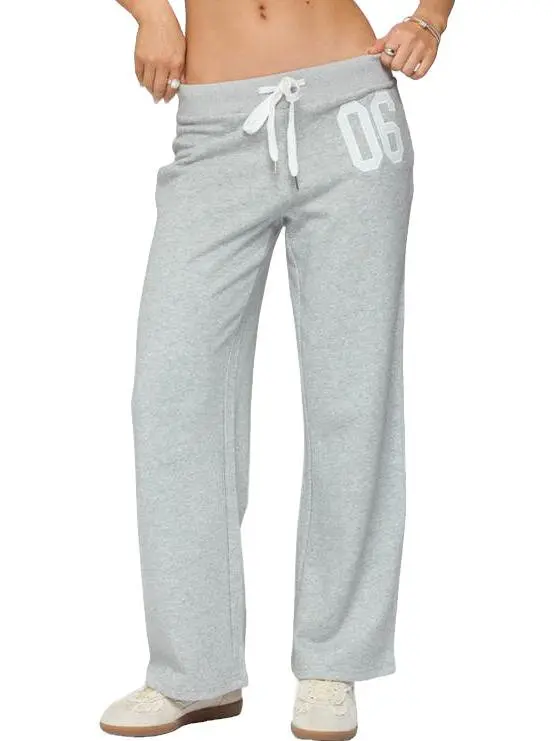 EDIKTED Appliqué Cotton-blend Sweatpants - Gray-melange