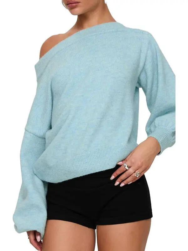 Princess Polly Noble Off-the-shoulder Sweater - Blue