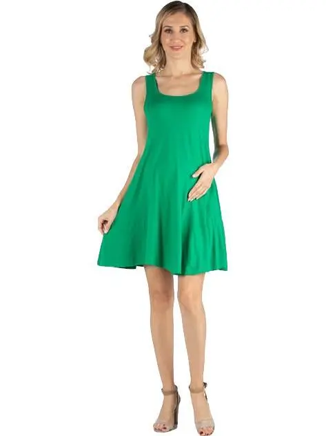 24SEVEN COMFORT APPAREL Maternity A-line Fit And Flare Dress - Green